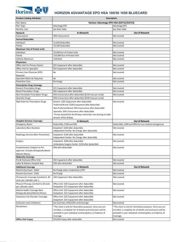 Horizon Advantage EPO HSA 100-50 1650 BlueCard