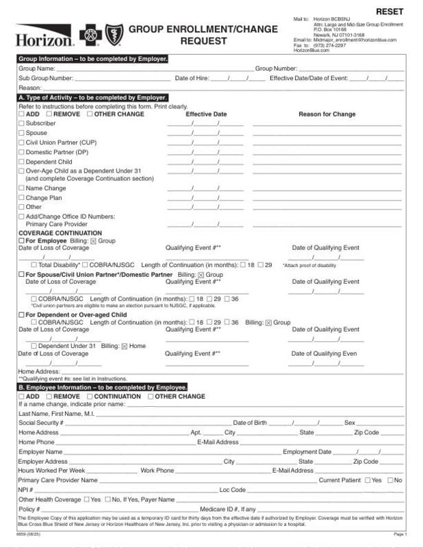 Enrollment/Change Request Form Medical and Dental Mid Size and Large ...