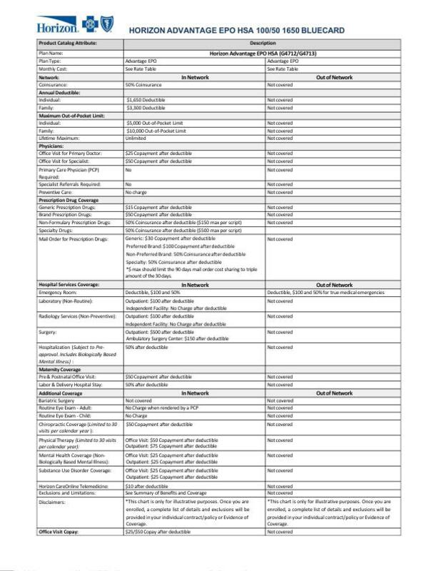 Horizon Advantage EPO HSA 100-50 1650 BlueCard